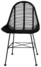 Jídelní židle 6 ks černé přírodní ratan,  275499