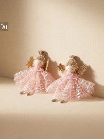 Sinsay - Vánoční dekorace ve tvaru andílků - pastelová růžová
