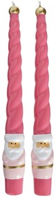 TWISTED Sada svíček Santa 2 ks 27 cm - růžová