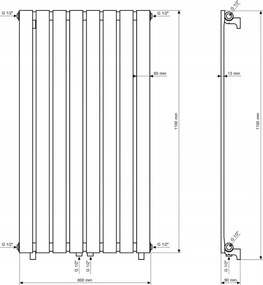 Gamma Vertical, topné těleso 600x1100 mm, 737 W, bílá matná, GMA-VERT-11060-WH