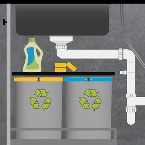 Sink Quality Argon 50, kuchyňský granitový dřez 420x420x225 mm + chromový sifon, černá skvrnitá-Brocade, SKQ-ARG.B.1KBO.50.X