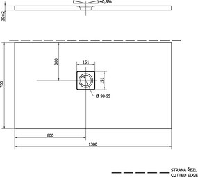 Polysan FLEXIA 130 x 70 x 3 cm 90121 sprchová vanička s možností úpravy rozměru