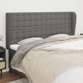 Čelo postele typu ušák tmavě šedé 203x23x118/128 cm textil 3118413