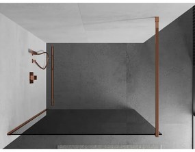 Mexen Kioto sprchová zástěna 130x200 cm 8 mm, profil růžové zlato, šedé sklo, 800-130-101-60-40
