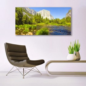 akrylový obraz jezero Hora Les Příroda 120x60 cm