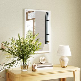 HOMCOM obdélníkové nástěnné zrcadlo 41 x 61 cm (Š x V), bílý MDF rám — Ideální do koupelny, obývacího pokoje nebo ložnice