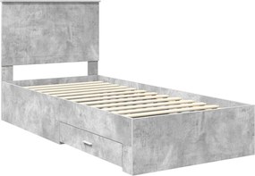 Rám postele s čelo Betonově šedá 90 x 200 cm Kompozitní dřevo 3411353