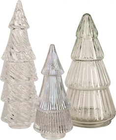 Transparentní skleněná dóza ve tvaru stromku - Ø 11*21 cm