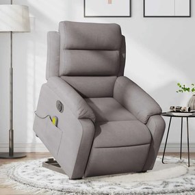 Elektrické zvedací masážní polohovací křeslo taupe textil 3205024