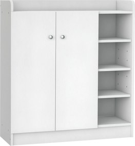 HOMCOM Skříň na boty Regál na boty Úložný kabinet Skládací kabinet 2 dveře 4 oddíly Bílá 83 x 30 x 90 cm | Aosom