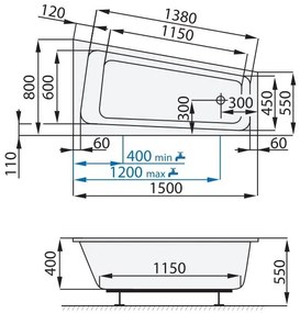 Santech VIKY 150 x 80 cm SAVIK150L vana akrylatová levá