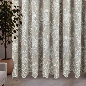 Voálová Luxusní vyšívaná záclona Versailles Cappuccino metráž Ervi 3634-18