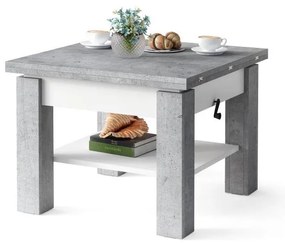 Rozkládací konferenční/jídelní stůl se zvedací deskou CALEB šedá beton/bílá 5903631912009