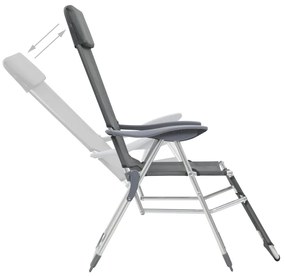 Skládací kempingové židle s podnožkami 2 ks šedé textilen - Default Title
