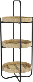 Černý kovový 2 patrový etažér s bambusovými podnosy Lorena - Ø 37*89cm