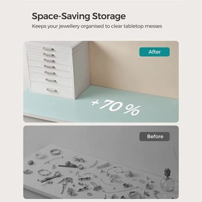 Velká šperkovnice, šperkový organizér se 6 patry a 5 zásuvkami, bílá