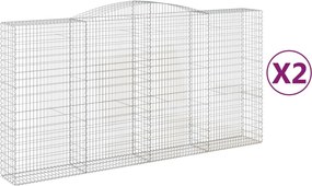 Klenuté gabionové koše 2 ks 400x50x200/220cm pozinkované železo 3147061