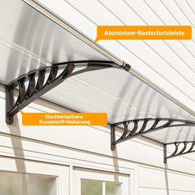 Stříška Outsunny na vchodové dveře 90 x 295 cm, stříška s UV ochranou, stříška na vchodové dveře, ochrana proti slunci z polykarbonátu, ochrana proti…