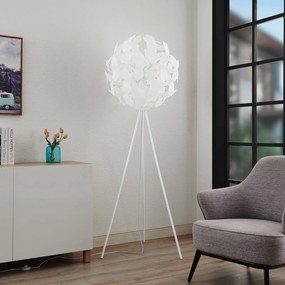 Stojací lampa Lindby Varika s kulovým stínidlem, bílá