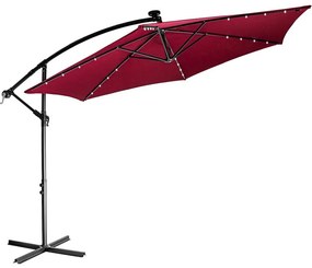 STILISTA Zahradní LED slunečník s kličkou, 350 cm, červený
