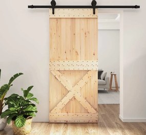 vidaXL Posuvné dveře s kováním 90 x 210 cm masivní borové dřevo [3203245]