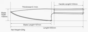 Šéfkuchařský nůž Gyuto 8" XITUO 67 vrstev damaškové oceli