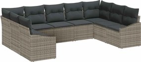Set pohovek 9 ks Šedá polyratan 3346879