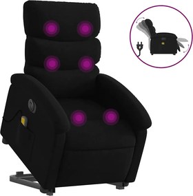 Elektrické zvedací masážní polohovací křeslo černé textil 3204016
