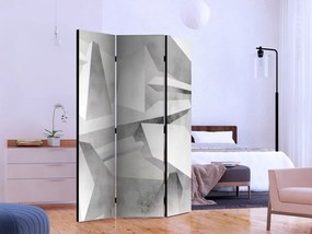 Pokojová zástěna Zamrzlá křídla (3-dílný) - geometrické šedé pozadí ve 3D formě