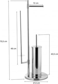 Erga Sisu, držák na toaletní papír se zásobníkem a WC kartáčem 3v1, chromová, ERG-YKA-P.SISU-CHR