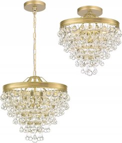 Závěsná lampa Křišťálová Zlatá Stropní Glamour Lustr 3xE14 Toolight