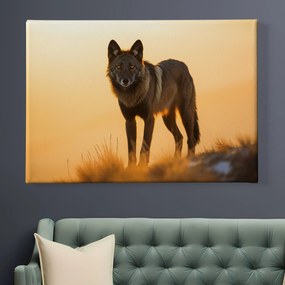 Obraz na plátně - Černý vlk na průzkumu FeelHappy.cz Velikost obrazu: 120 x 80 cm