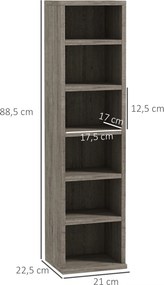 HOMCOM Sada 2 sloupcových polic pro ukládání CD-DVD kabinet 6 + 6 přihrádek 21 x 22,5 x 88,5 cm max. kapacita 204 CD tmavě šedá