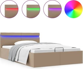 Rám postele LED úložný prostor cappuccino umělá kůže 140x200 cm 285561