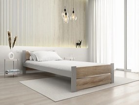 Postel IKAROS DOUBLE 90 x 200 cm, dub sonoma/šedá Rošt: Bez roštu, Matrace: Bez matrace