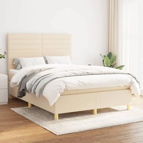 Box spring postel s matrací krémová 140x190 cm textil 3142414