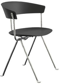 MAGIS - Židle OFFICINA - černá s galvanizovanou podnoží