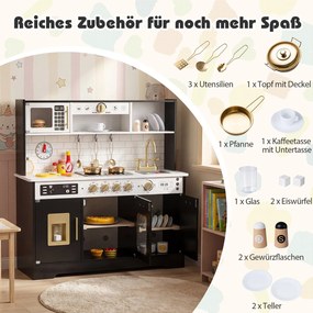 Costway Dětská kuchyňka se světlem a zvukem dřevěná kuchyňka