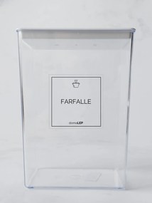 FARFALLE  – průhledná samolepka na dózu, základní písmo, 5 x 5 cm | DomaLEP