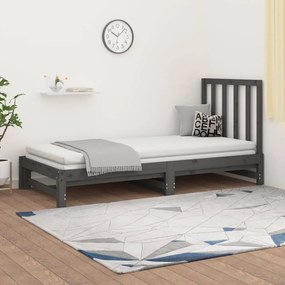 Výsuvná postel šedá 2x (90 x 200) cm masivní borovice,  3108319