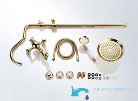 Nástěnný sprchový panel woo-1872 s osvětlením LED v antickém zlatě