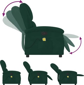 Masážní křeslo s polohovacím mechanismem, tmavě zelené sametové 3205954