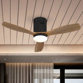 Stropní ventilátor Siroco Mini LED, černá/ořech