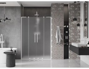 Mexen Velar L Duo, posuvné sprchové dveře do otvoru 160 cm, 8mm sklo námraza, bílá matná, 871-160-003-32-20