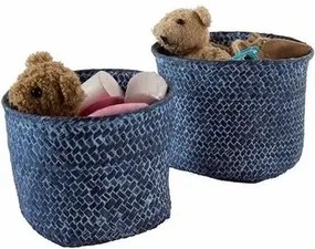 Compactor MIKA Set 2 ks pletených košíků modrý - Jeans / malý 14 x 11