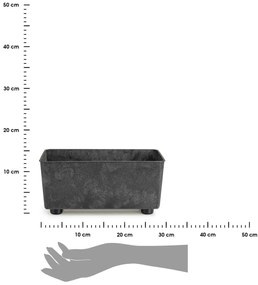 PLASTOVÝ KVĚTINÁČ SALVIA 28,5X17 CM IMITACE BETONU ČERNÁ