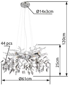 Globo 64133-8 - Lustr na lanku DANNA 8xG9/8W/230V pr. 61 cm chrom