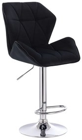 LuxuryForm DESIGN Barová židle MILANO MAX VELUR na stříbrné kulaté podstavě - černá
