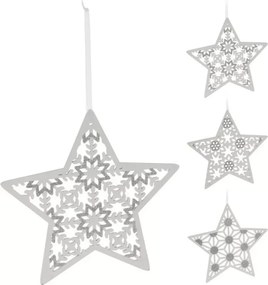 Vánoční závěsná hvězda GLITTER STAR 22 cm, bílá