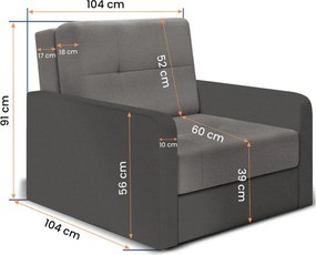IDZ Pohovka TOP I, 104 cm Barva látky: Světle hnědá a hnědá (Bahama 06 + Bahama 08)